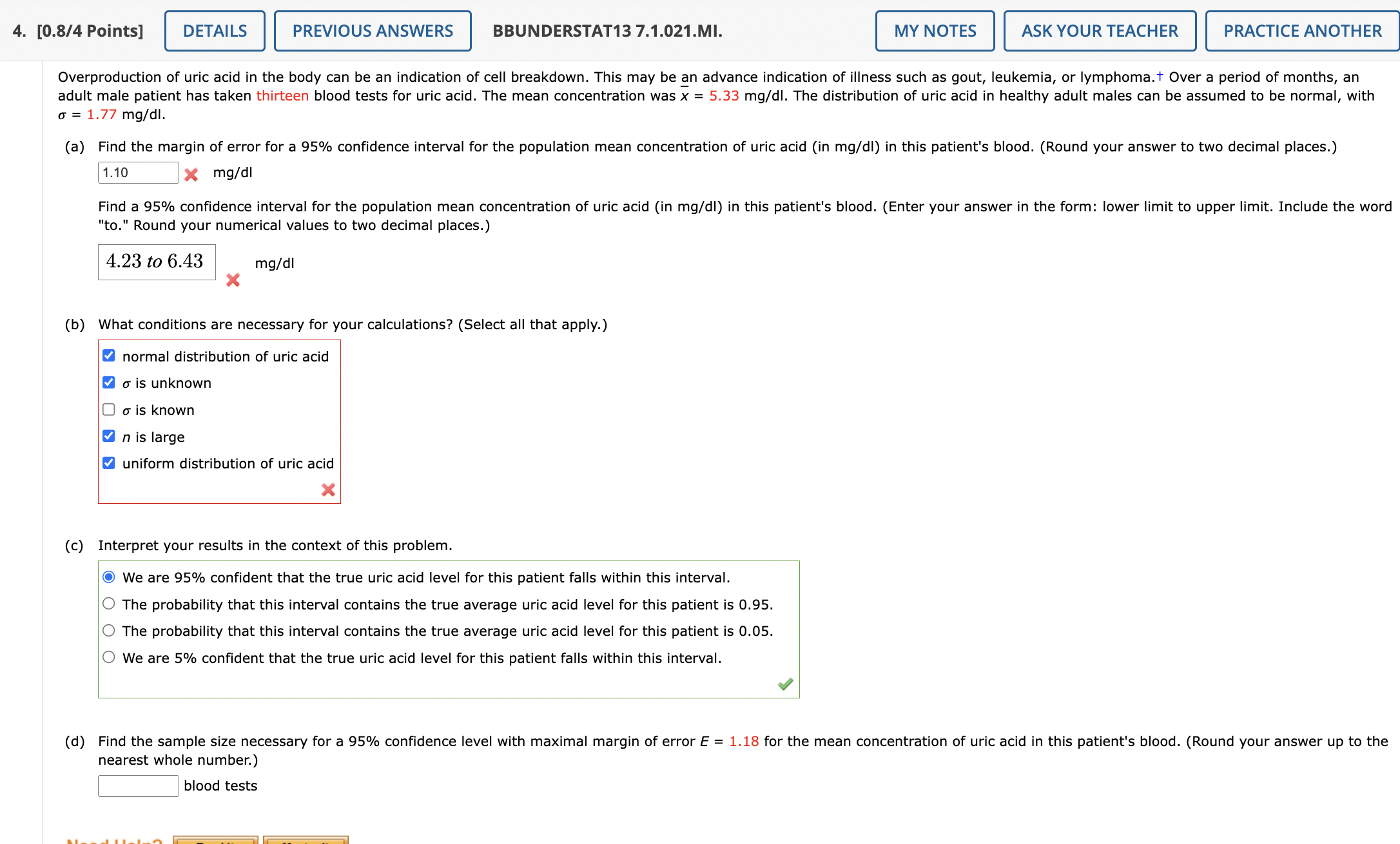 Solved \\( \\sigma=1.77 \\mathrm{mg} / \\mathrm{dl} \\). \\( | Chegg.com