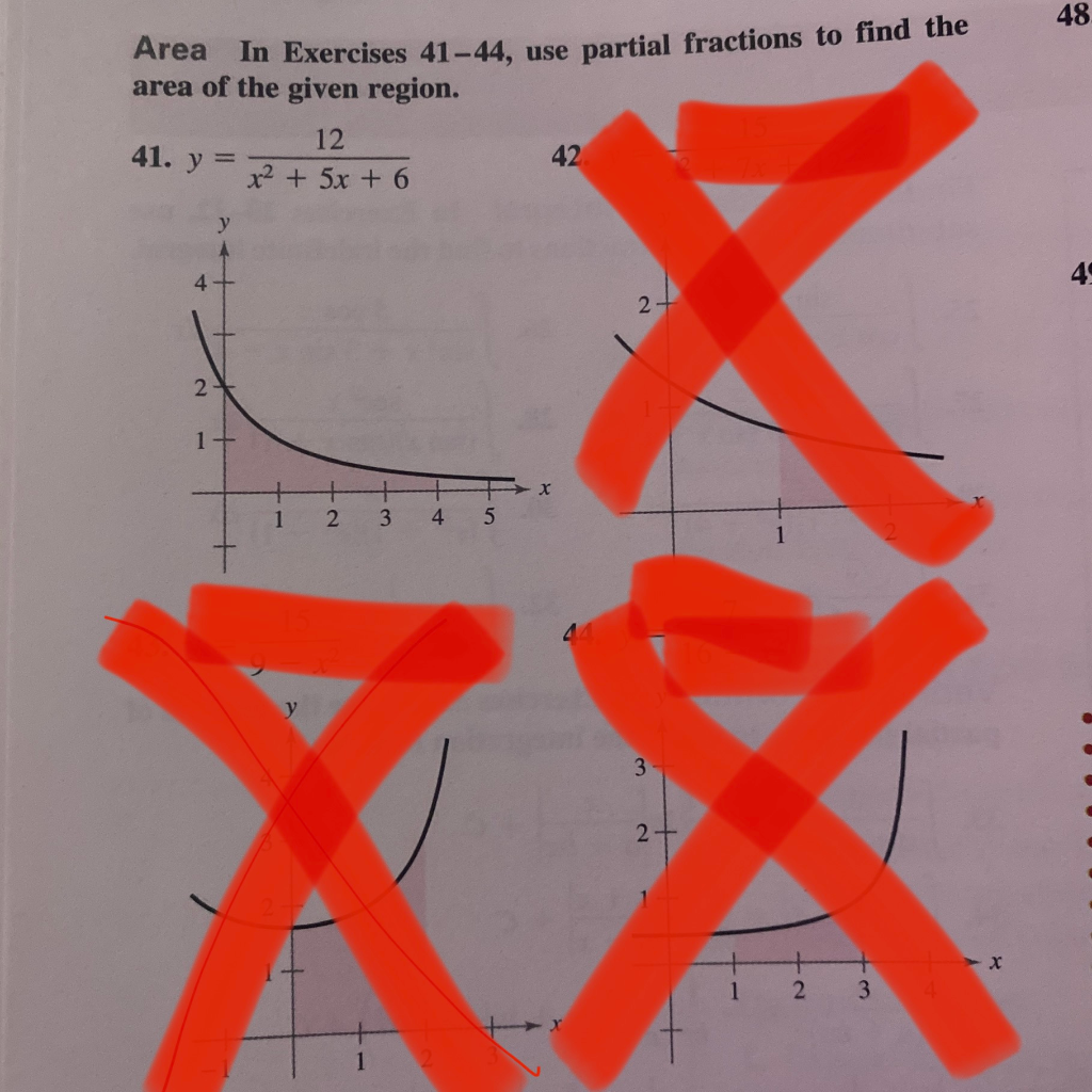 Solved Area In Exercises 41-44, use partial fractions to | Chegg.com