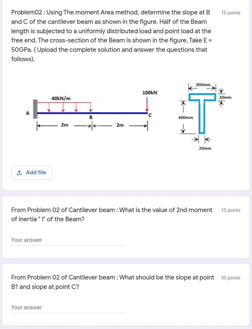 Solved 10 points Problem02: Using The moment Area method, | Chegg.com