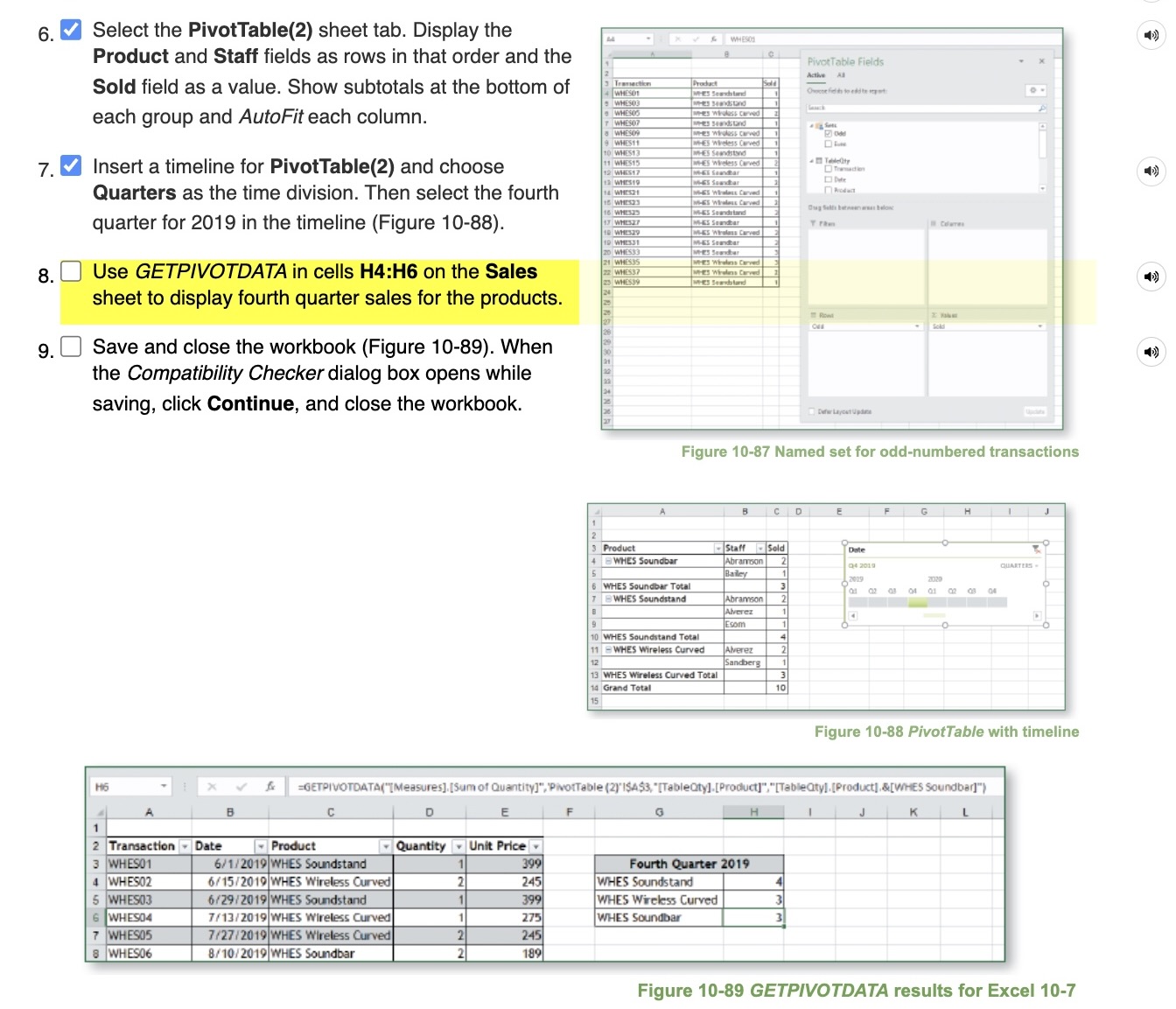 Solved 8. ﻿Use GETPIVOTDATA in cells H4:H6 ﻿on the Sales | Chegg.com
