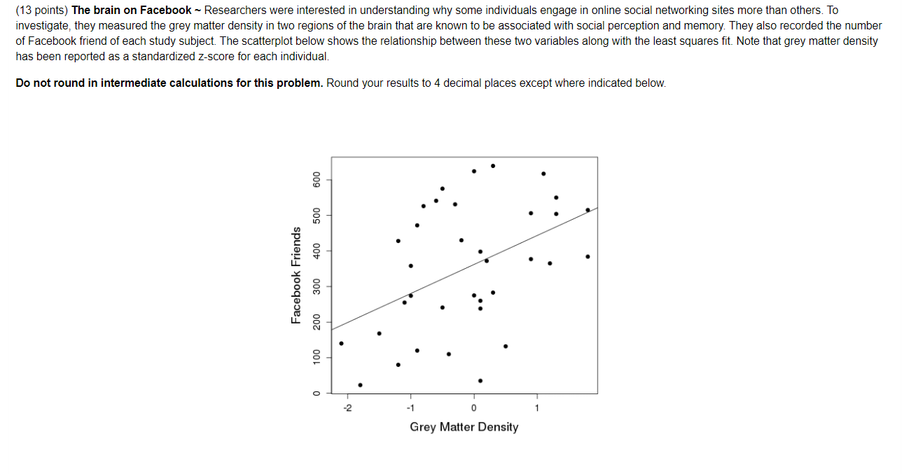 (13 points) The brain on Facebook - Researchers were | Chegg.com