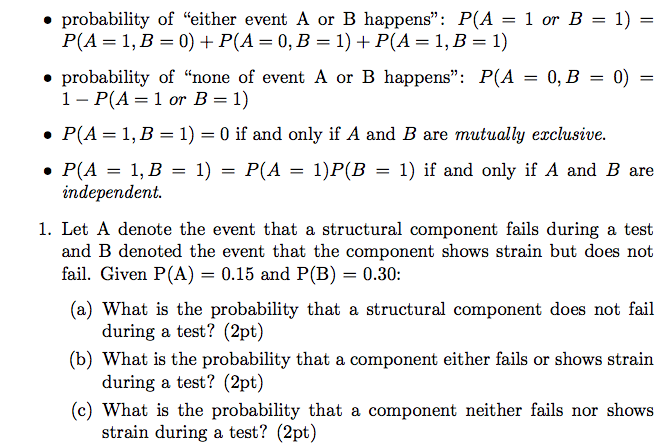Solved » probability of "either event A or B happens": | Chegg.com