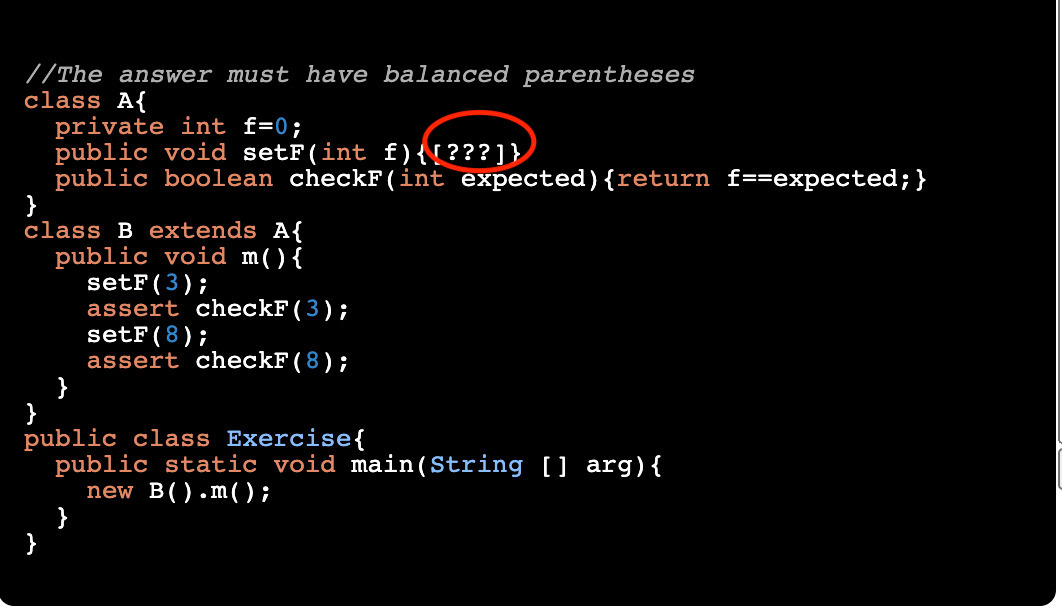 Solved //The answer must have balanced parentheses, and not | Chegg.com