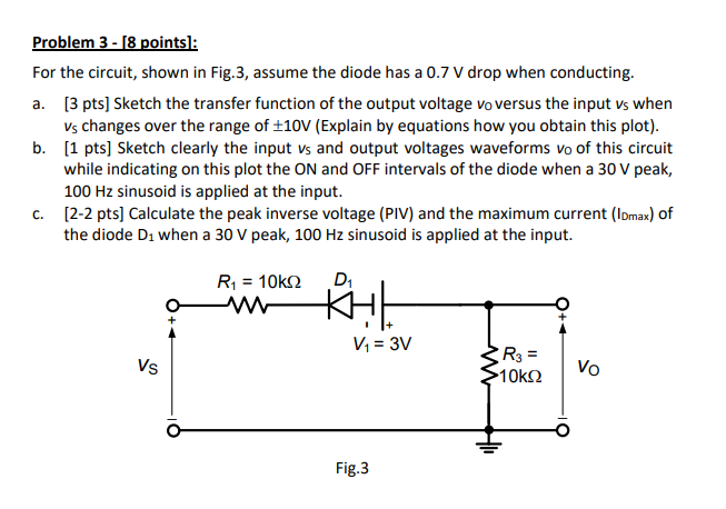 Solved Problem 3 - [8 points): For the circuit, shown in | Chegg.com