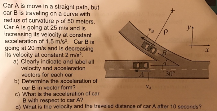 Solved Car A is move in a straight path, but car B is | Chegg.com