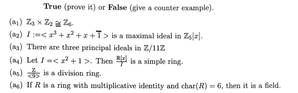 Solved True (prove it) or False (give a counter example). | Chegg.com