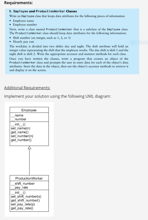 Solved Requirements: 1. Employee and ProductionWorker | Chegg.com