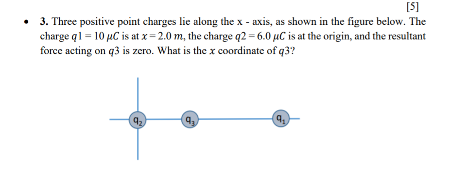Solved . [5] 3. Three positive point charges lie along the x | Chegg.com