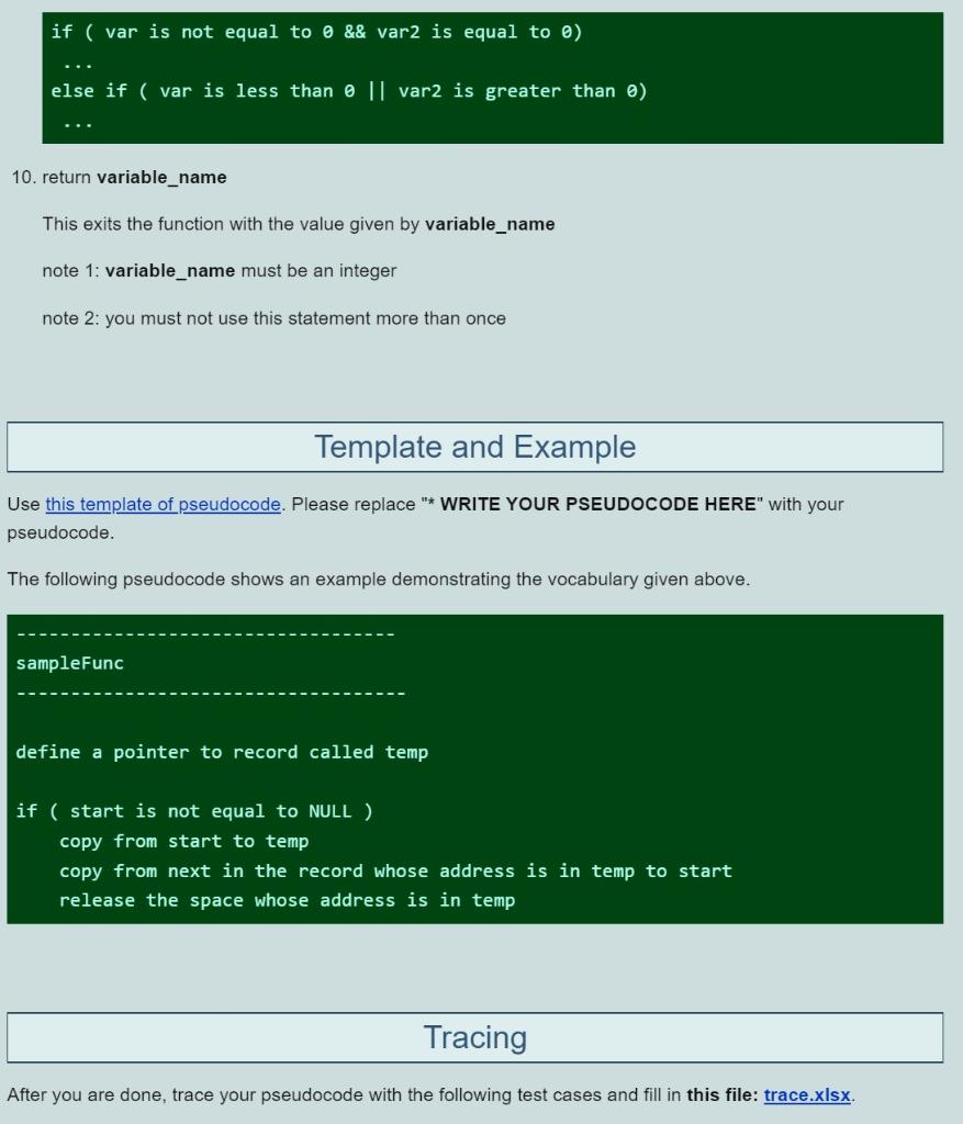 Solved Write The Pseudocode For The Function Deleterecord