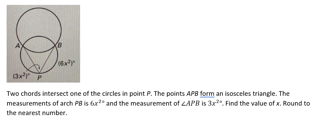 Solved (В (6x210 (3x210 Р Two chords intersect one of the | Chegg.com