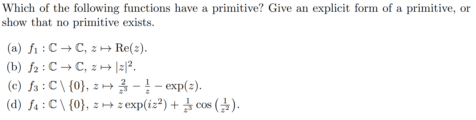 Which of the following functions have a primitive? | Chegg.com