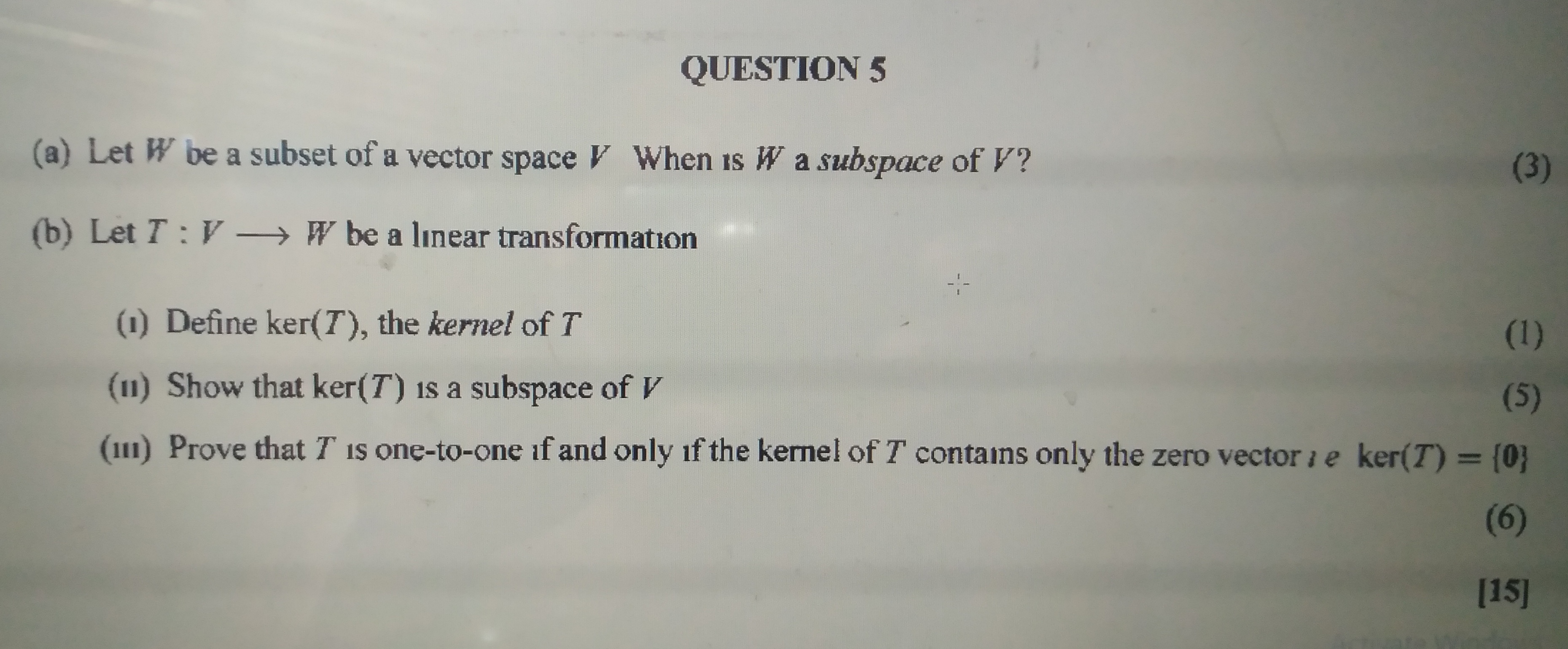Solved (a) Let W be a subset of a vector space V When is W a | Chegg.com