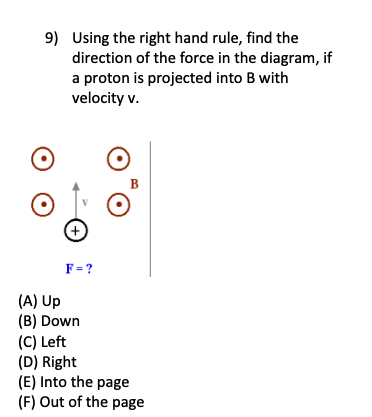 Solved 9) Using the right hand rule, find the direction of | Chegg.com