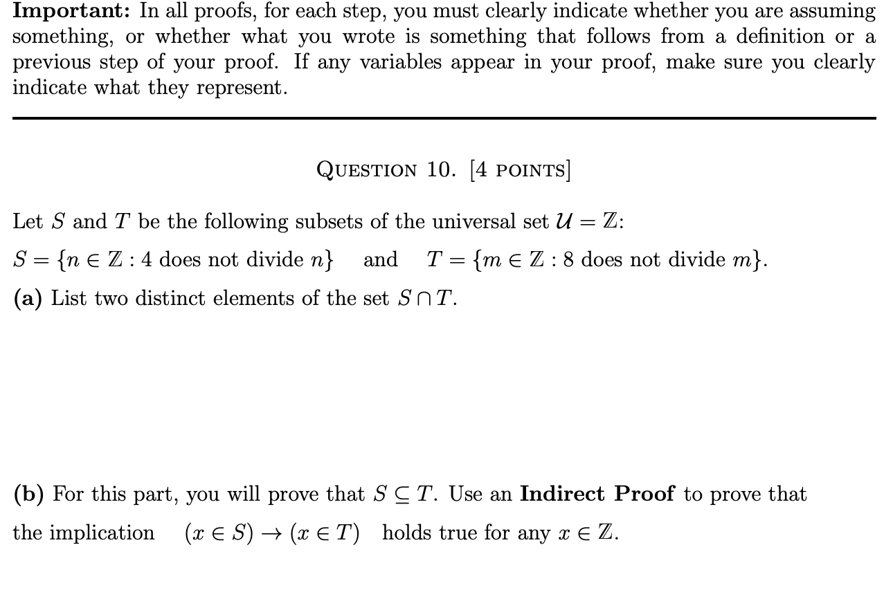 Solved Important: In all proofs, for each step, you must | Chegg.com