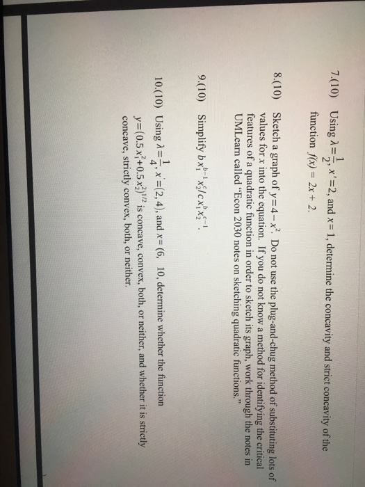 Solved 7.(10) Using x-2, and x- 1, determine the concavity | Chegg.com