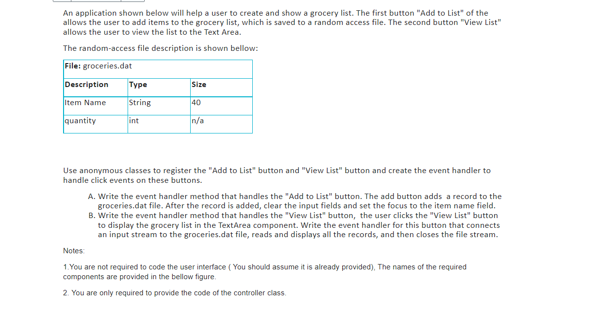 Solved An application shown below will help a user to create | Chegg.com