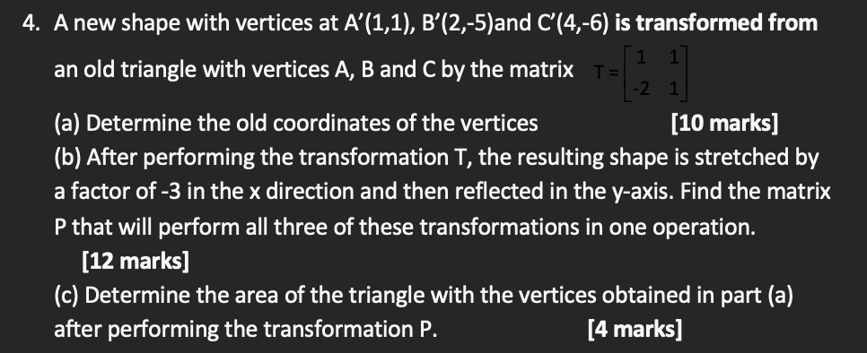 Solved 4. A new shape with vertices at \\( A^{\\prime}(1,1), | Chegg.com