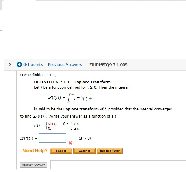 Solved Previous Answers +0/1 points ZillDiffEQ9 7.1.002. 1. | Chegg.com Solved Previous Answers +0/1 points ZillDiffEQ9 7.1.002. 1. | Chegg.com