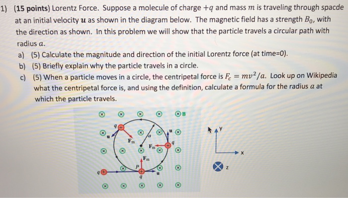Solved (15 points) Lorentz Force. Suppose a molecule of | Chegg.com