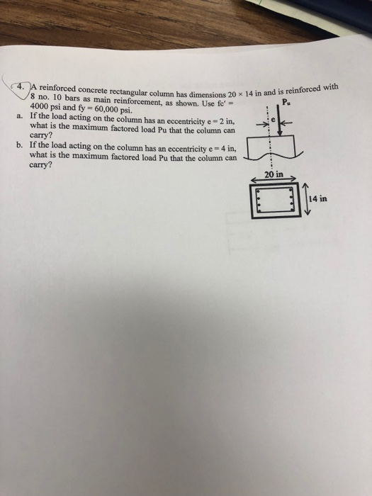 Solved reinforced concrete rectangular column has dimensions | Chegg.com