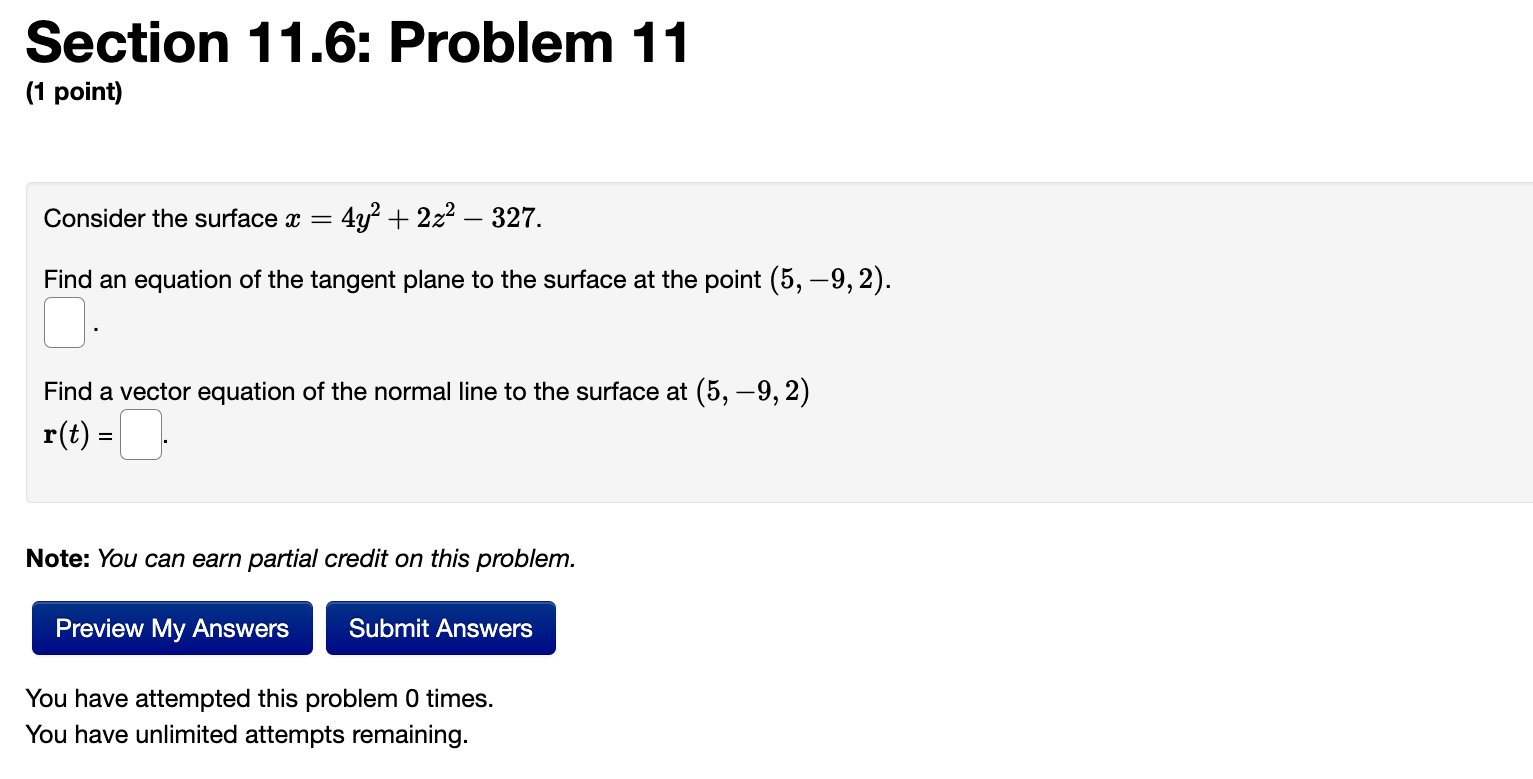 Solved Section 11.6: Problem 11 (1 point) Consider the | Chegg.com