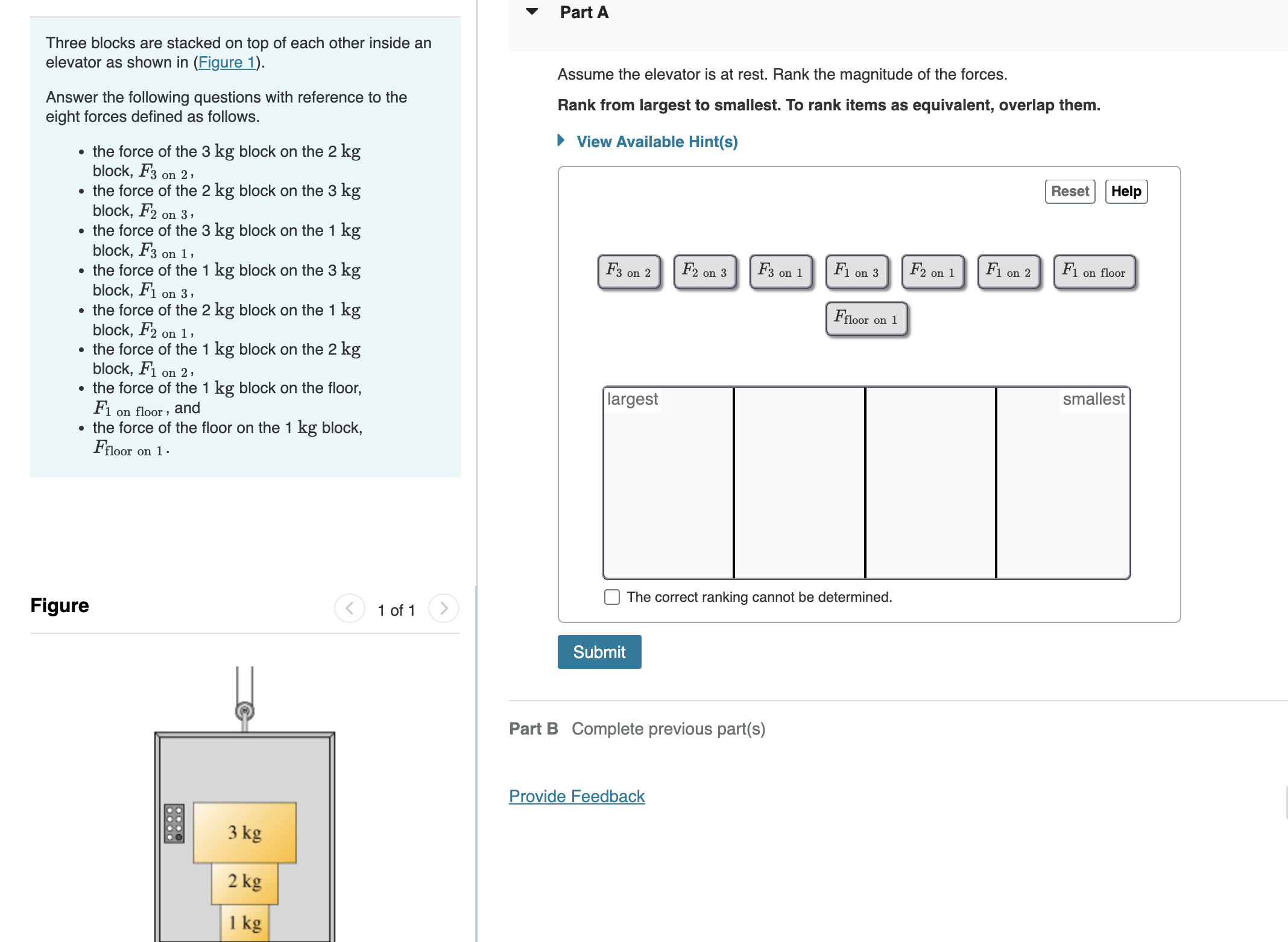 Solved Three blocks are stacked on top of each other inside | Chegg.com