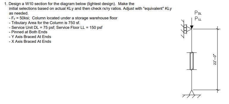 Solved POL 1. Design a W10 section for the diagram below | Chegg.com
