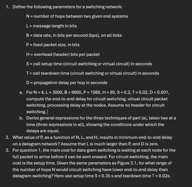 Solved Define the following parameters for a switching | Chegg.com