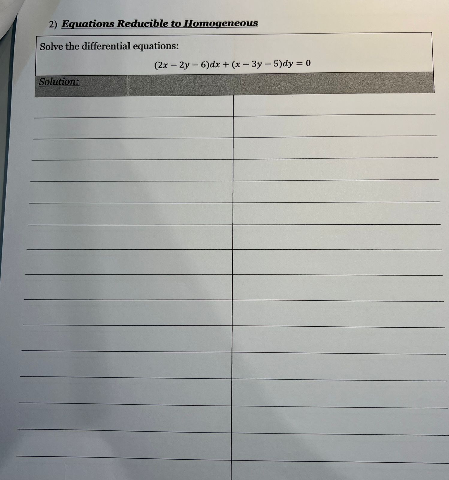 Solved 2) Equations Reducible to Homogeneous Solve the | Chegg.com