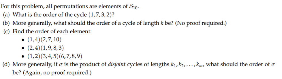 Solved For this problem, all permutations are elements of | Chegg.com