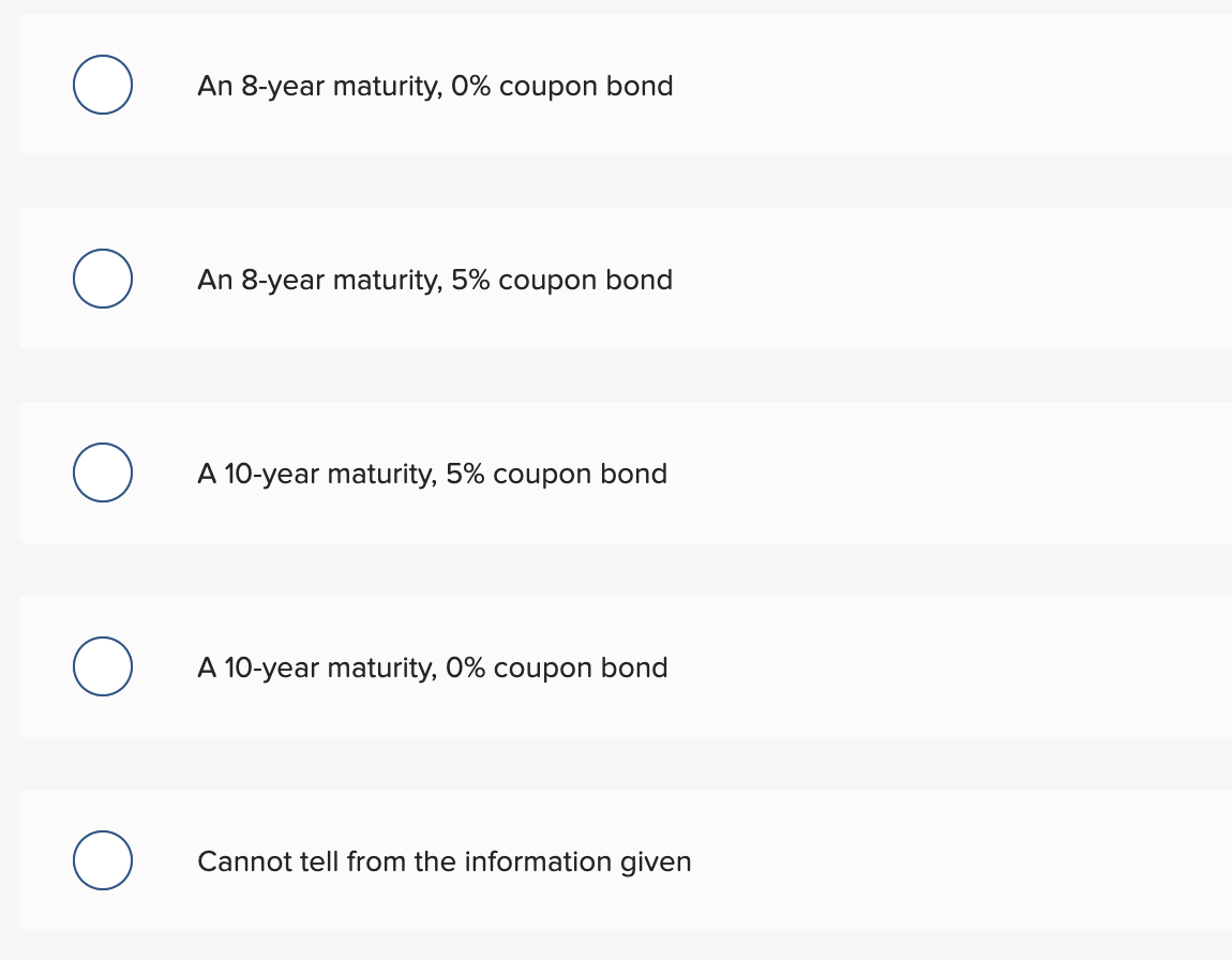 Solved An 8-year maturity, 0% coupon bond An 8-year | Chegg.com