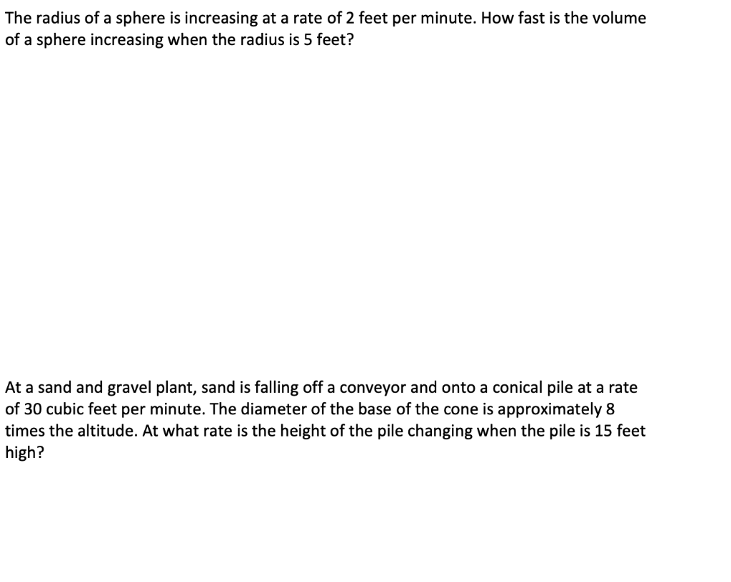 Solved Calculus 1, related rates exercises! Please show all | Chegg.com