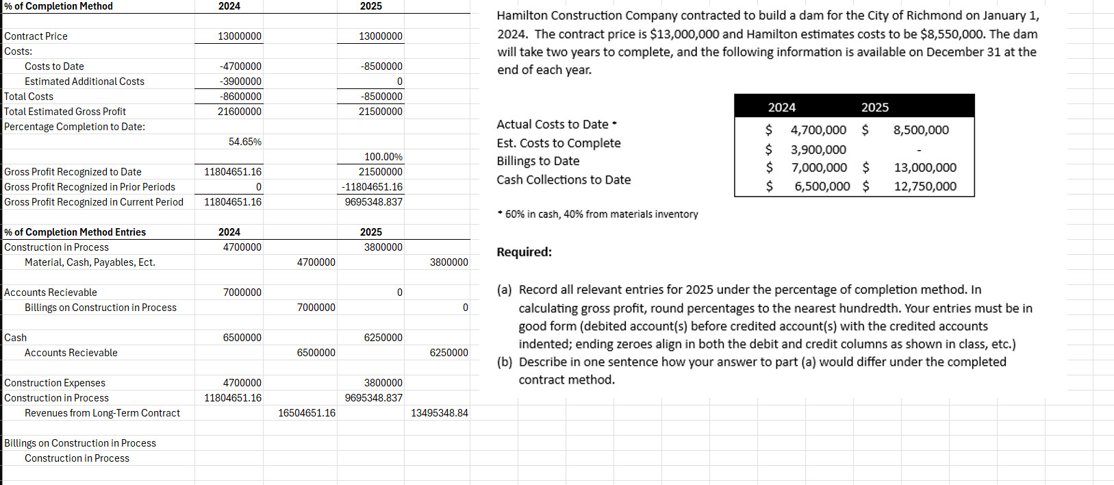 Solved Hamilton Construction Company contracted to build a | Chegg.com