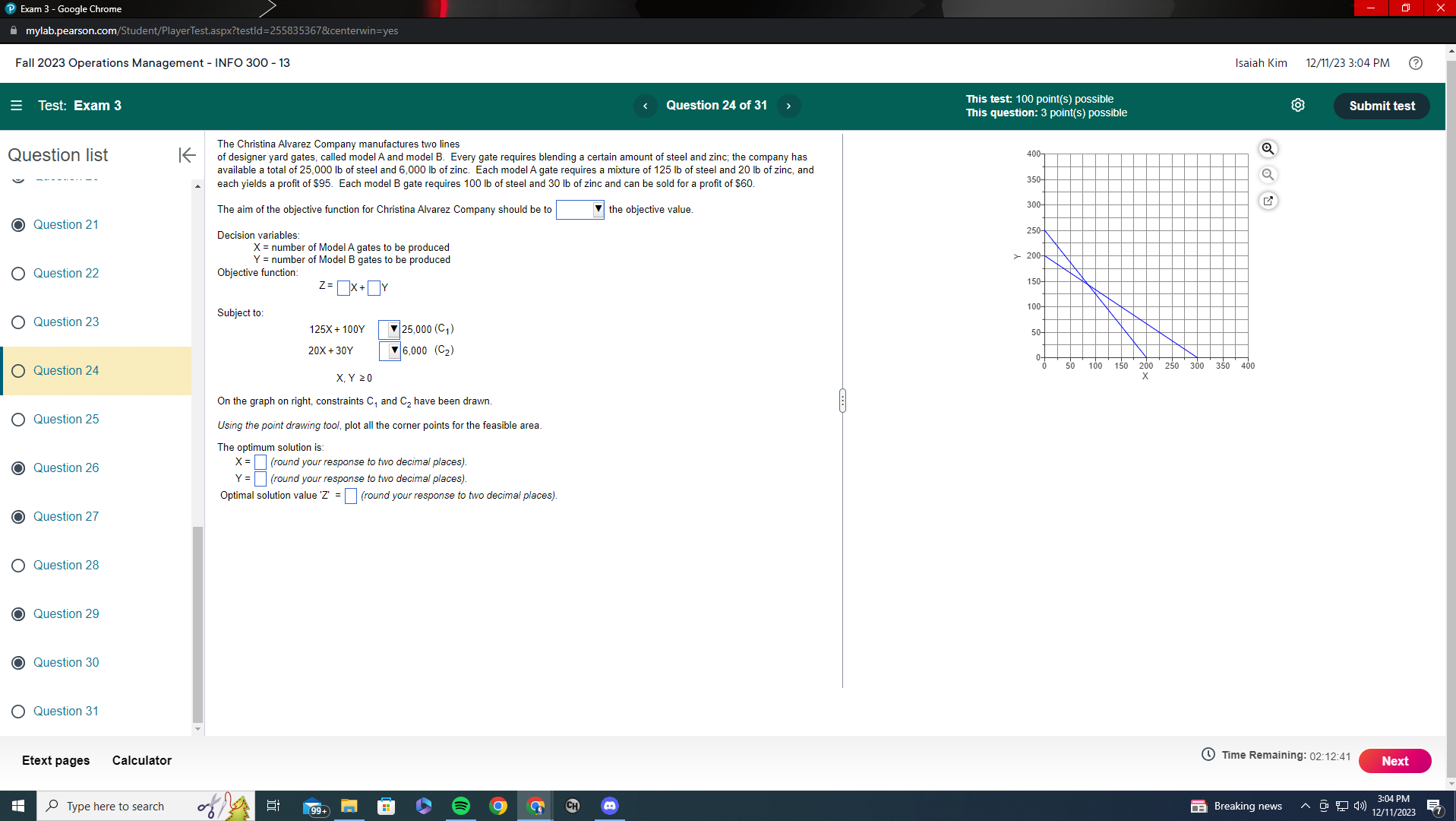 Solved The Christina Alvarez Company manufactures two lines | Chegg.com