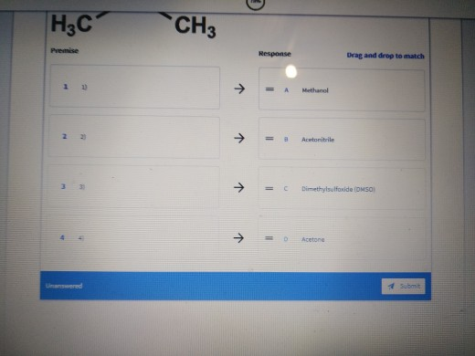 Solved Match the solvent name to its structure 2) H3C он 3) | Chegg.com