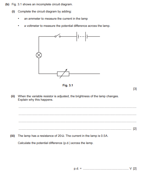 Solved (b) Fig. 3.1 shows an incomplete circuit diagram. (i) | Chegg.com