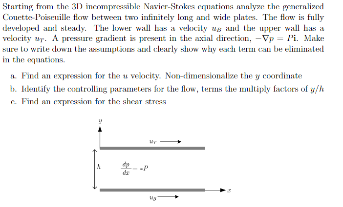 Solved Starting from the 3D incompressible Navier-Stokes | Chegg.com