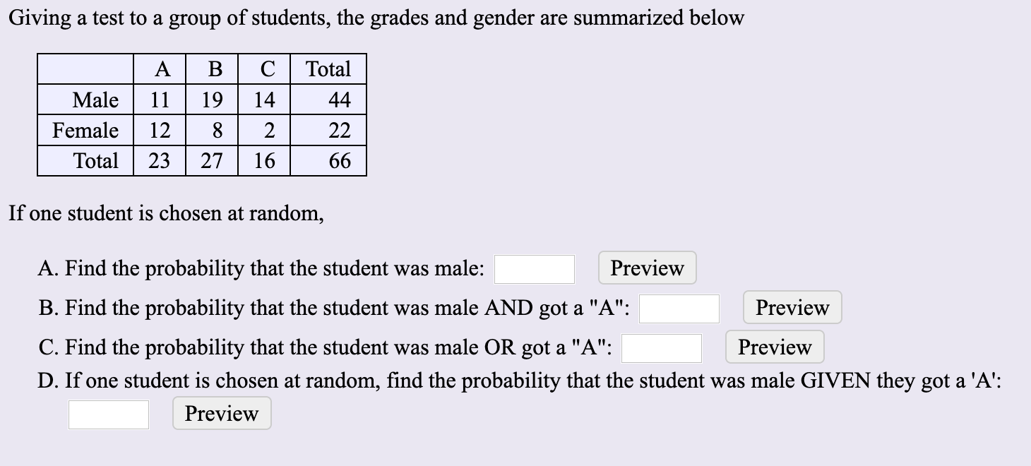 Solved Giving a test to a group of students, the grades and | Chegg.com