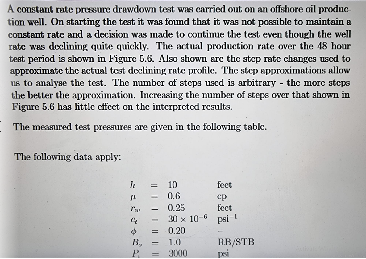 Solved a A constant rate pressure drawdown test was carried | Chegg.com