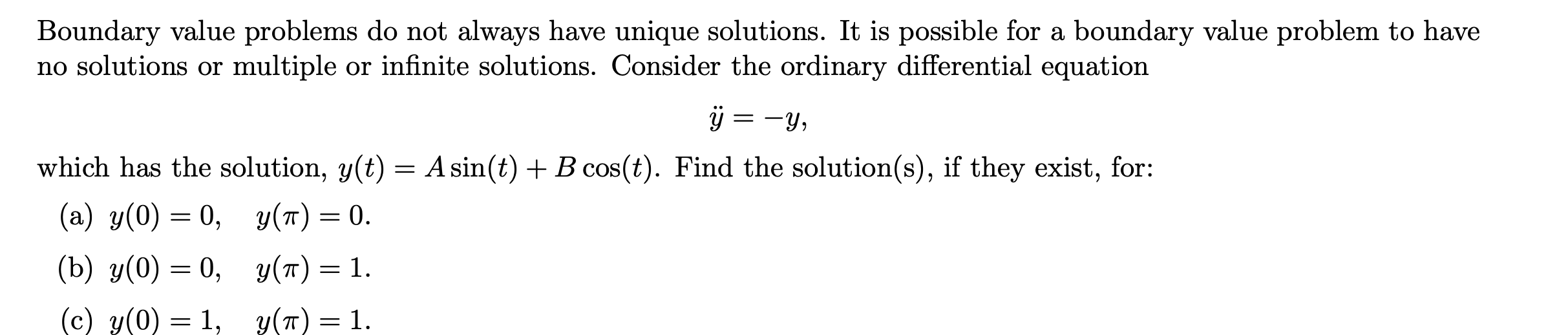 Solved Boundary value problems do not always have unique | Chegg.com