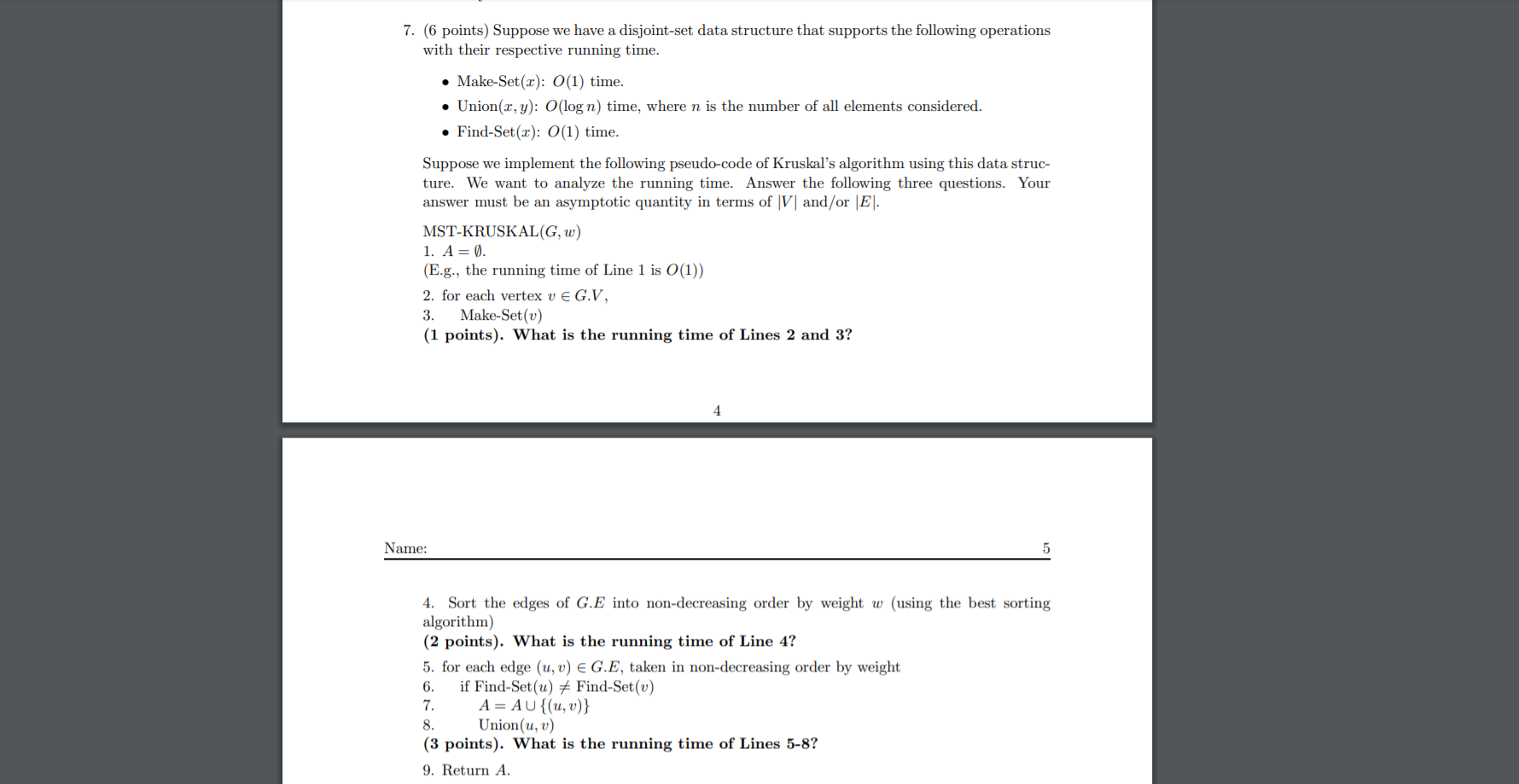 Solved 7. (6 points) Suppose we have a disjoint-set data | Chegg.com