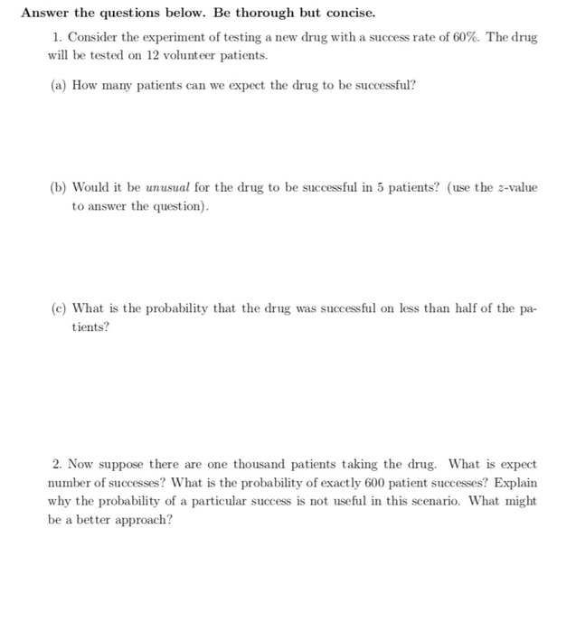 Solved Answer the questions below. Be thorough but concise. | Chegg.com