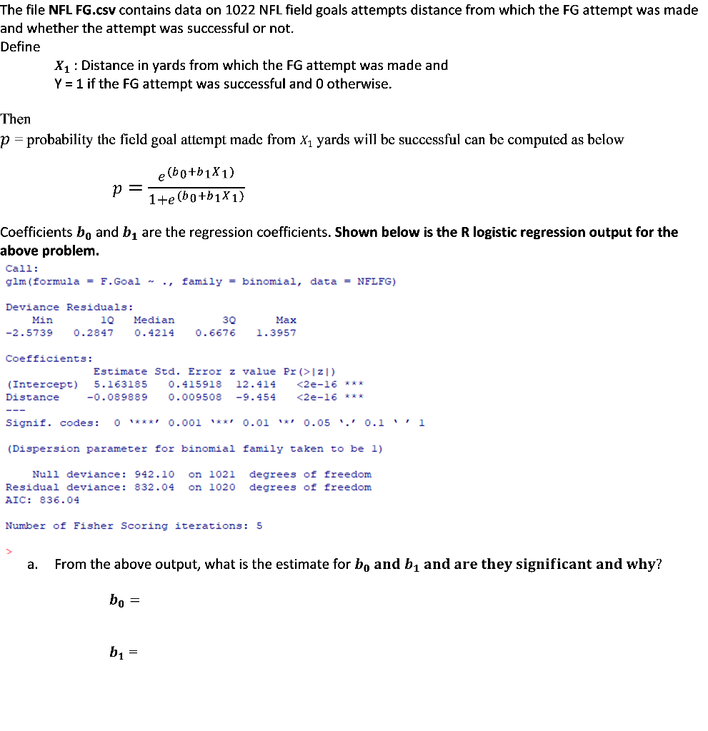 Solved Call: glm (formula = F. Goal - family = binomial, | Chegg.com Solved Call: glm (formula = F. Goal - family = binomial, | Chegg.com