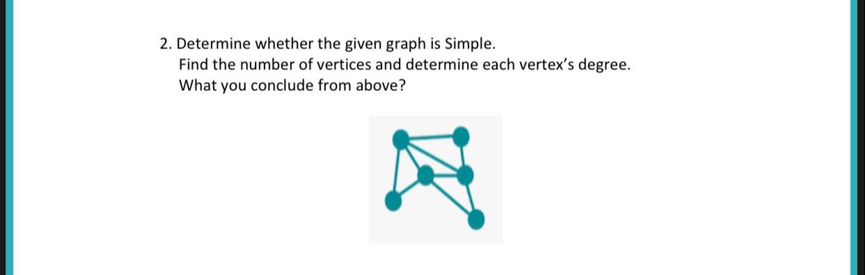 Solved 2. Determine whether the given graph is simple. Find | Chegg.com