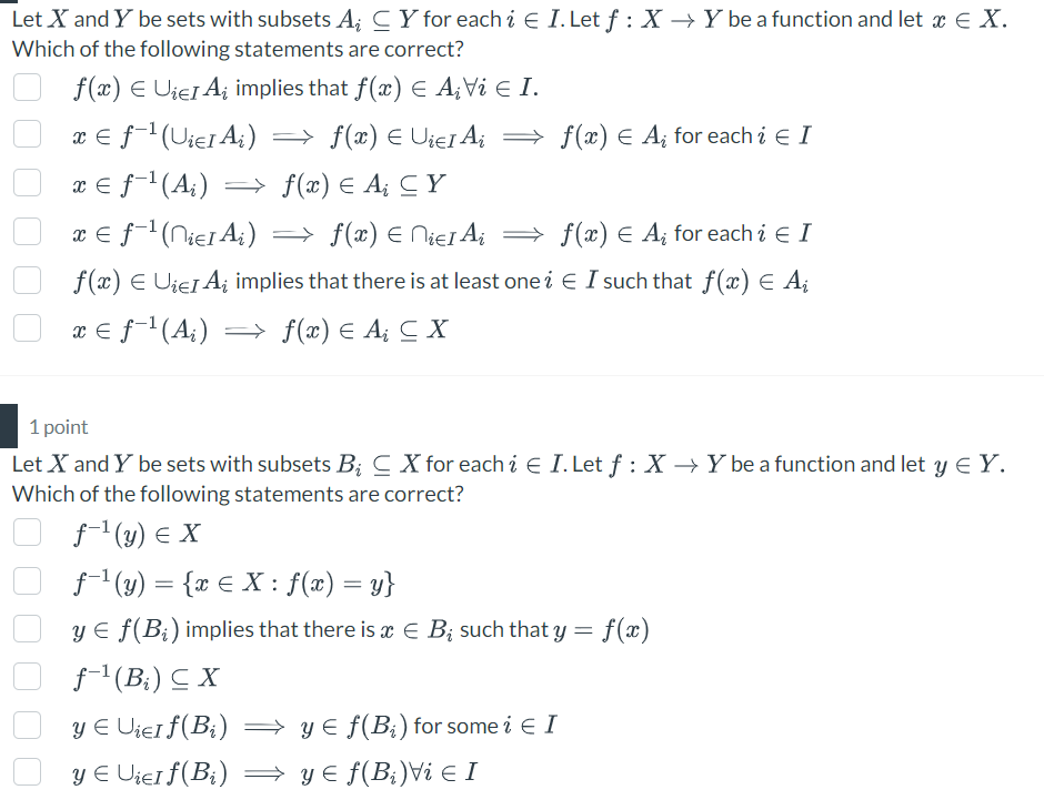 Solved Let X and Y be sets with subsets Ai⊆Y for each i∈I. | Chegg.com