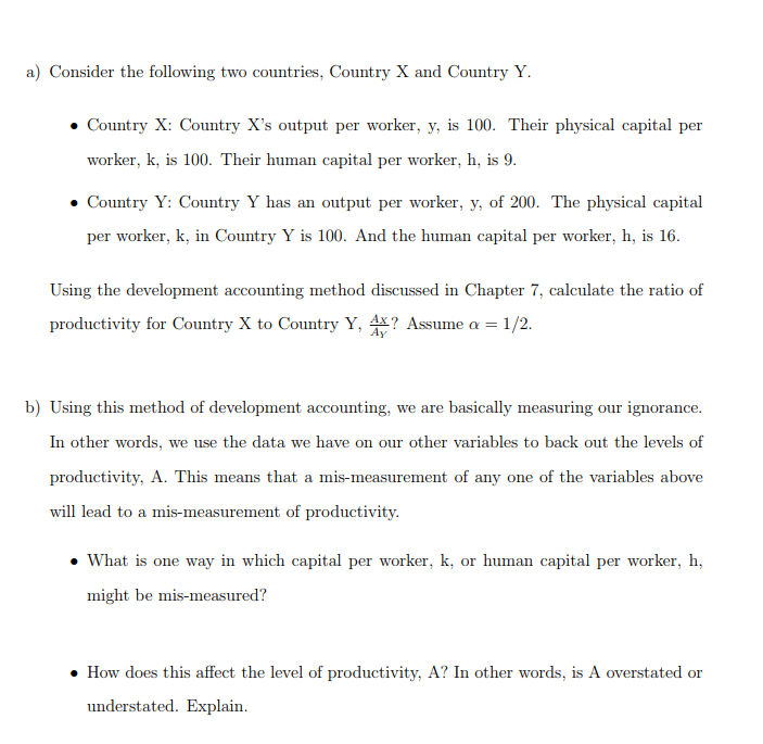 a) Consider the following two countries, Country X | Chegg.com