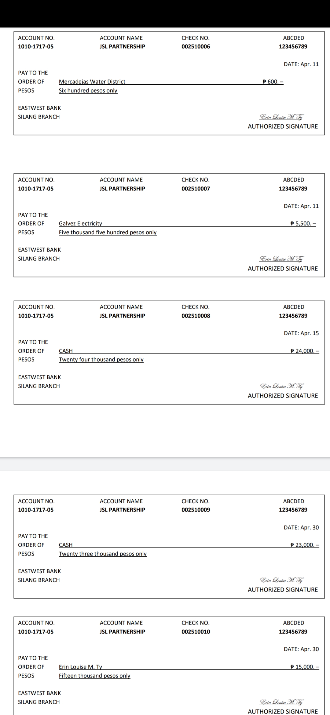 ACCOUNT NO. CHECK NO. ABCDED\begin{tabular}{|l|l|} | Chegg.com