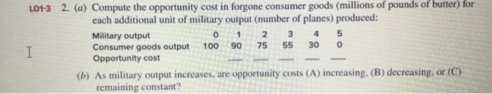 Solved LO1-3 2. (a) Compute the opportunity cost in forgone | Chegg.com