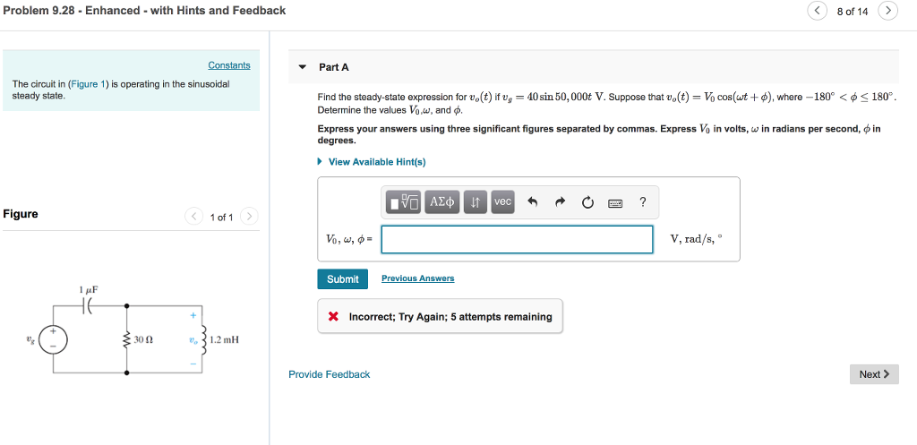 Solved Problem 9.28 Enhanced with Hints and Feedback 8 of 14 | Chegg.com