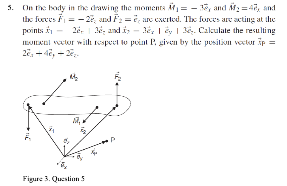 Solved 5. On the body in the drawing the moments M1=−3ex and | Chegg.com